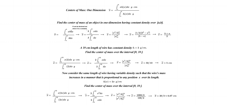 Centers of Mass | samuelson mathxp
