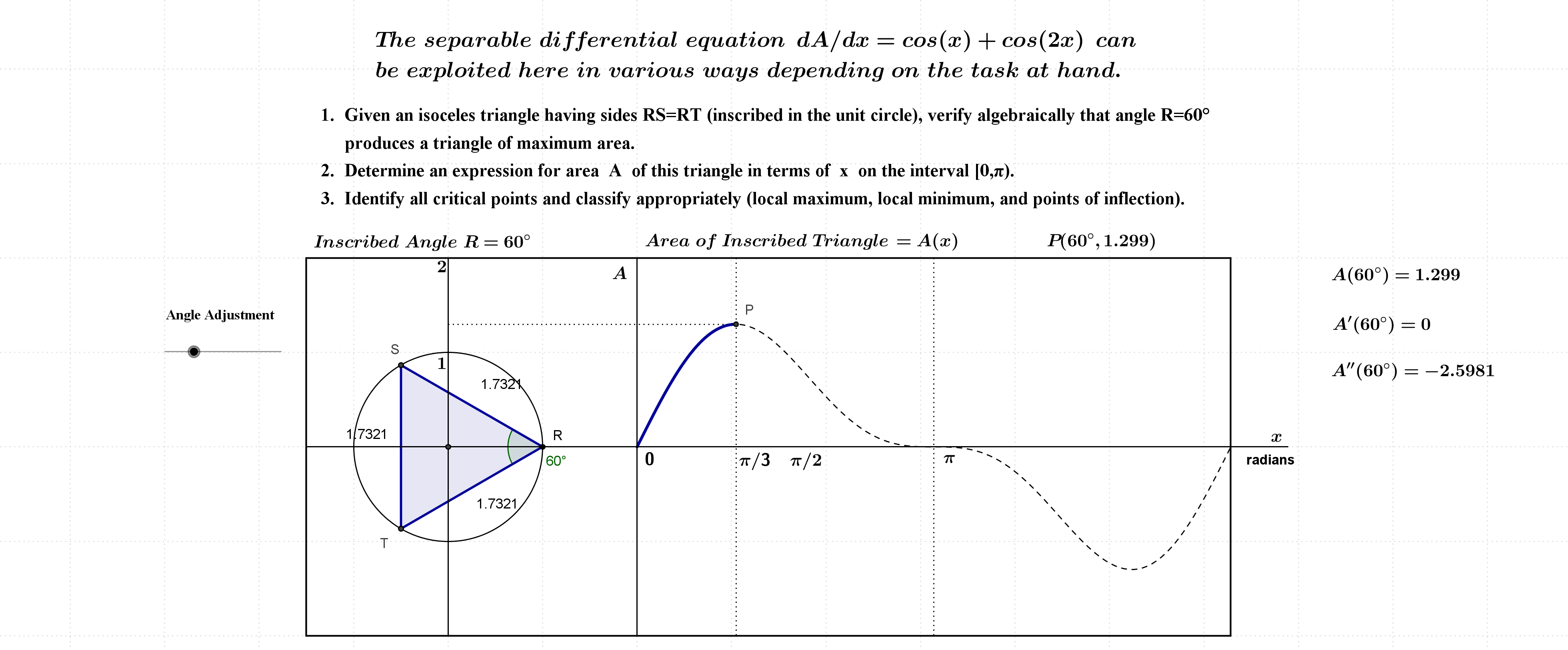 Inscribed Triangle: Maximum Area | samuelson mathxp