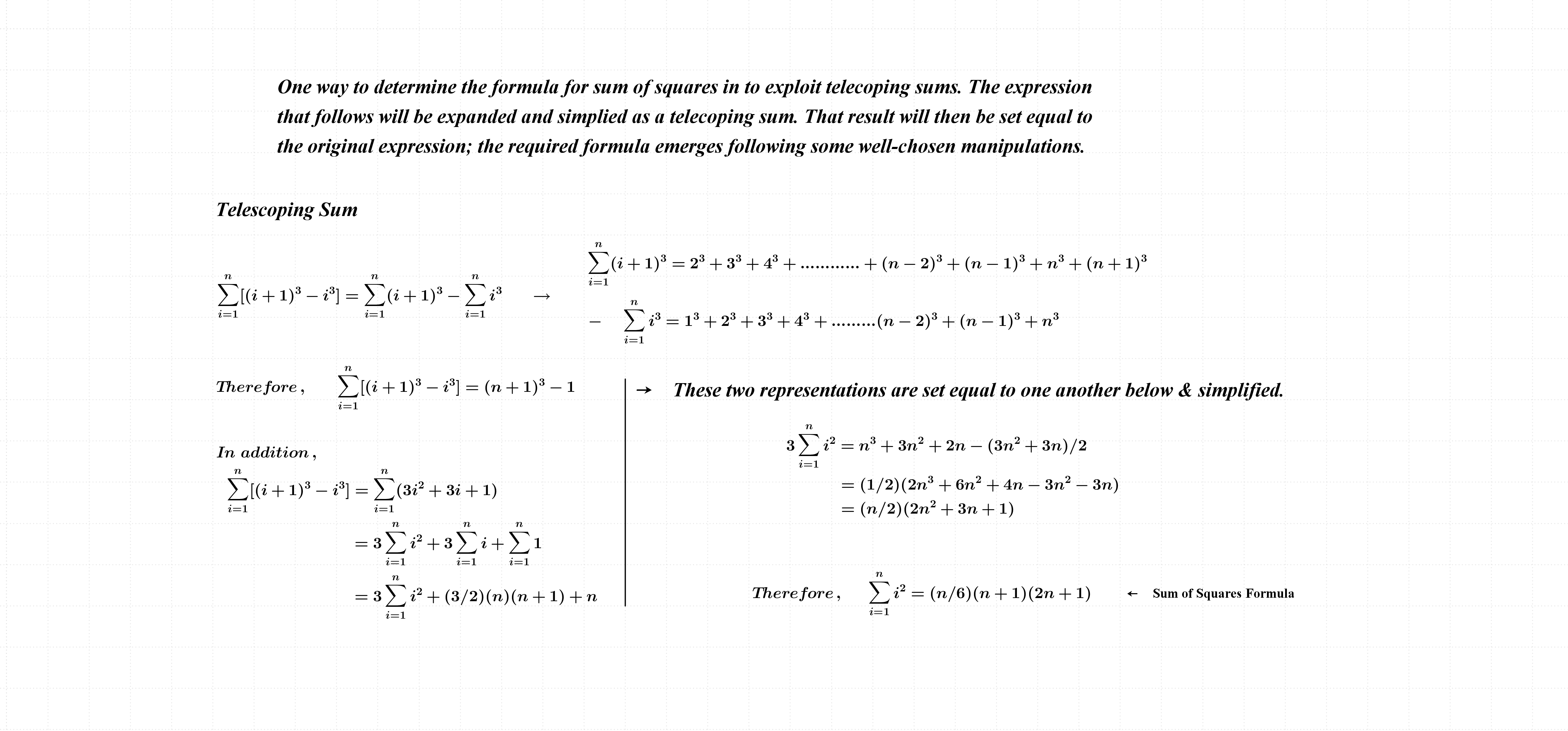 Telescoping Sums & Mathematical Induction | samuelson mathxp